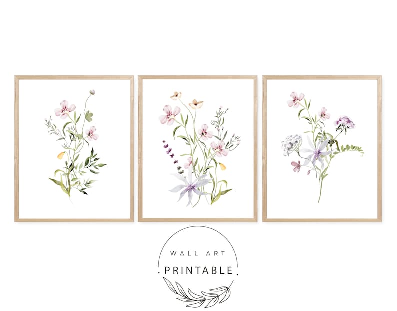 Watercolor Wildflowers Prints Printable Wall Art Digital - Etsy
