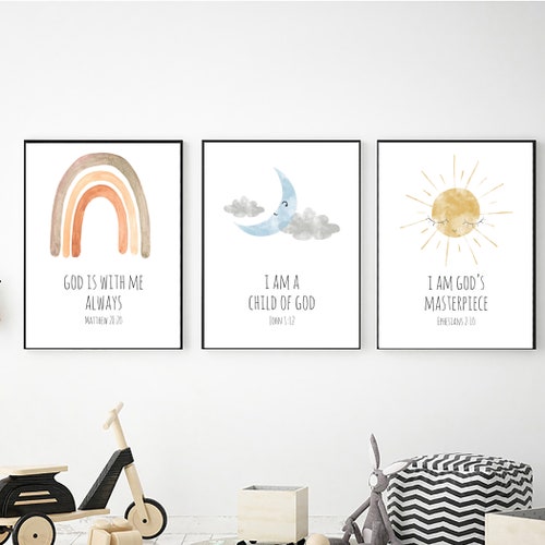 Kids Bible Verse Wall Art Scripture Posters Church Sunday - Etsy