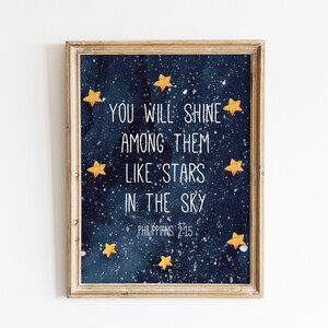Bible Verse Printable Wall Art, Philippians 2:15, Space Theme Nursery ...