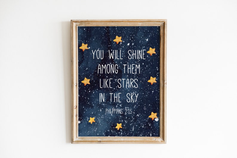 Bible Verse Printable Wall Art, Philippians 2:15, Space Theme Nursery ...