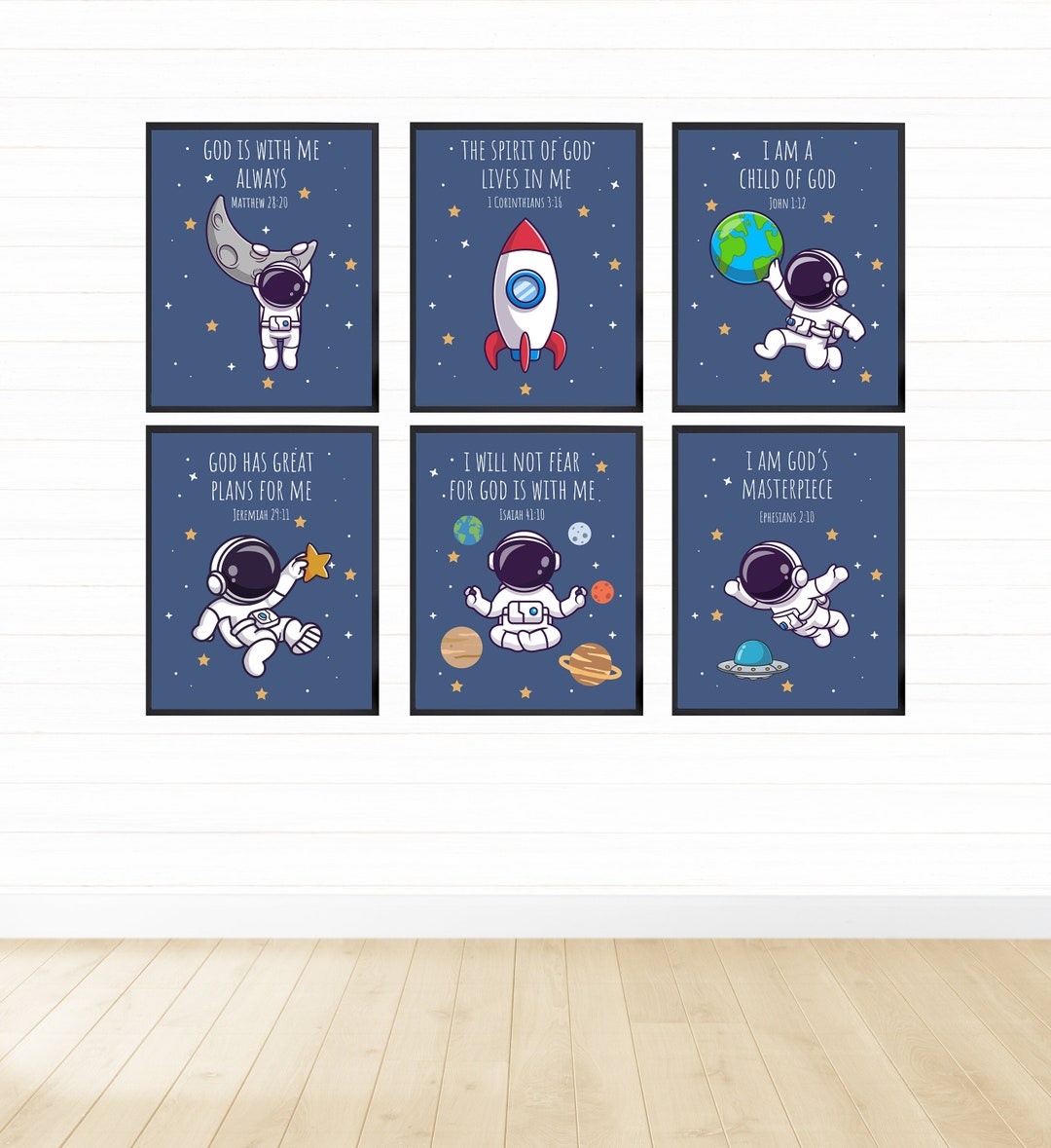 Printable Space Scripture Nursery Art: Planets & Astronauts, Bible ...