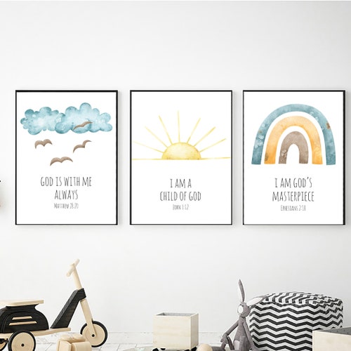 Kids Bible Verse Wall Art Scripture Posters Church Sunday - Etsy
