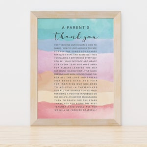 A Parents Thank You Printable Wall Art, Digital Download, Nursery ...
