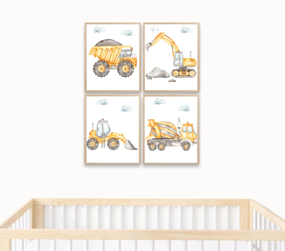 Construction Trucks Printable Wall Art Set of 4, Digital Download ...