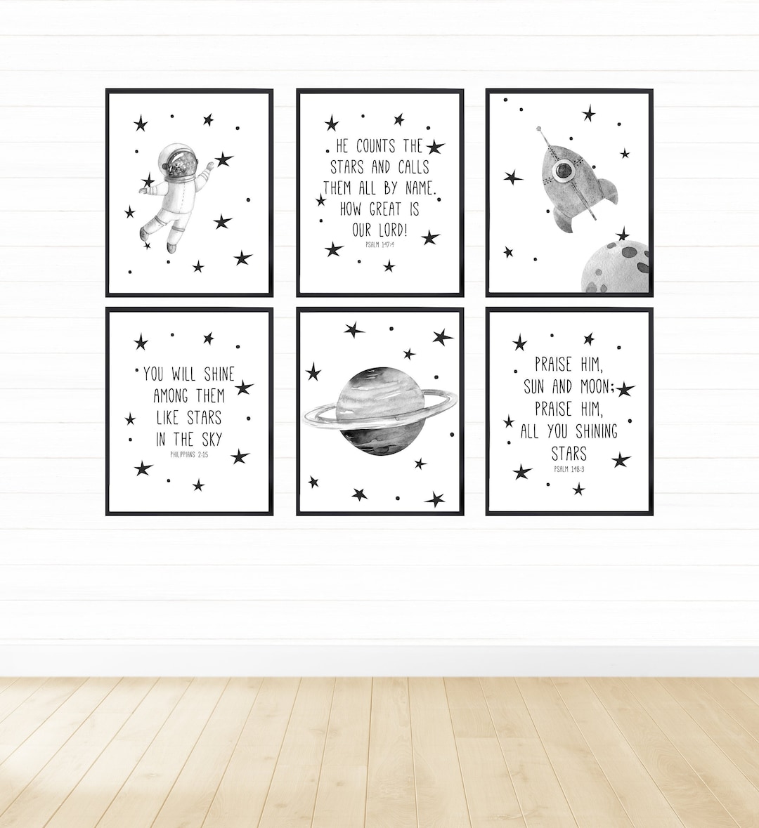 Outer Space Bible Verse Printable Wall Art Set of 6, Digital Prints ...