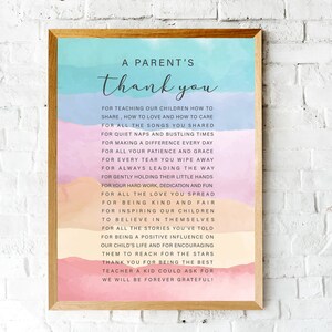A Parents Thank You Printable Wall Art, Digital Download, Nursery ...