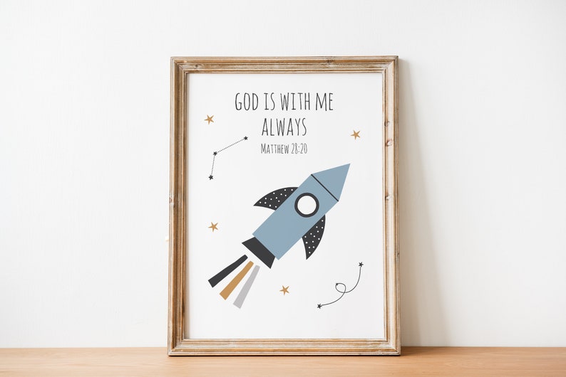 Space Bible Verse Nursery Wall Art: Printable Christian Scripture ...