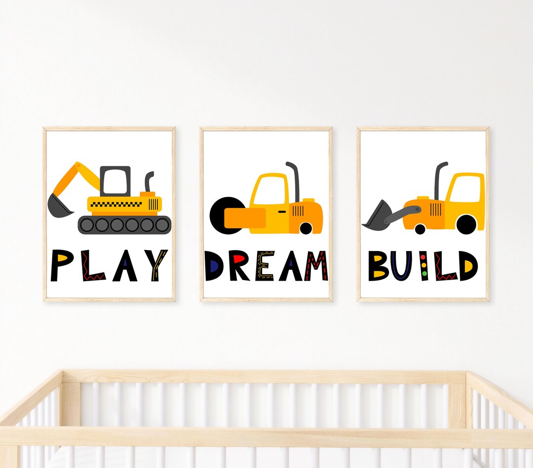 Construction Printable Wall Art, Digital Download, Construction Trucks ...