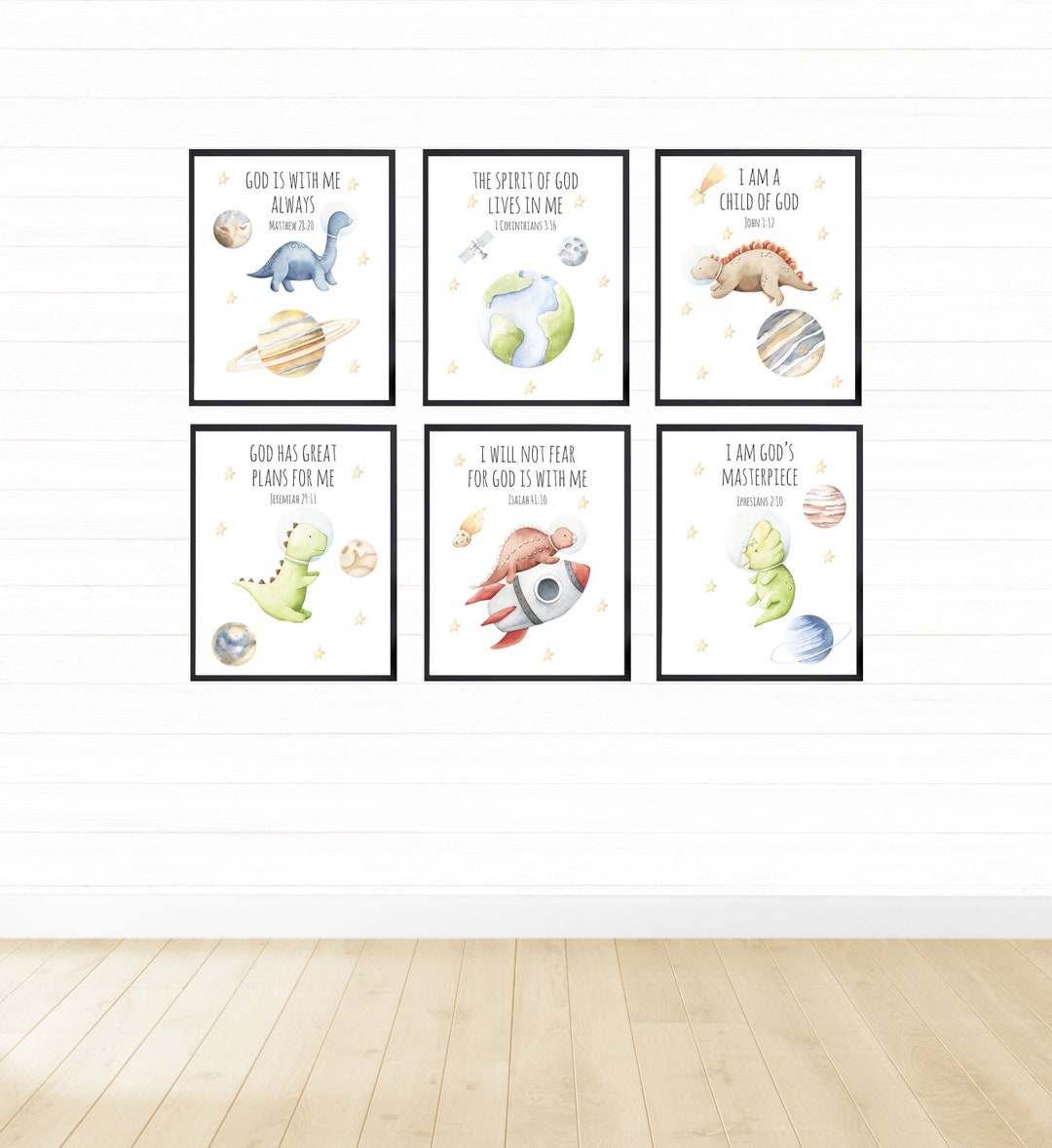 Dinosaur Astronaut Bible Verse Printable Wall Art, Digital Download ...