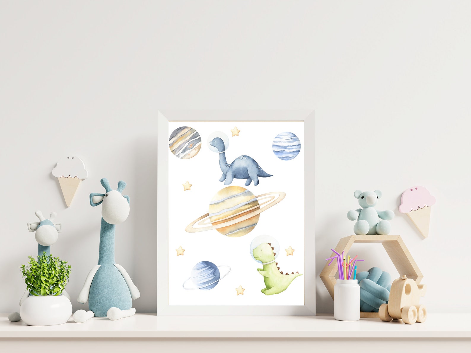Printable Outer Space Dinosaurs Wall Art Digital Download | Etsy