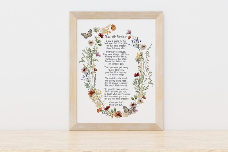 Two Little Shadows Mom Poem Printable Wall Art, Poem for Mom, Mothers ...