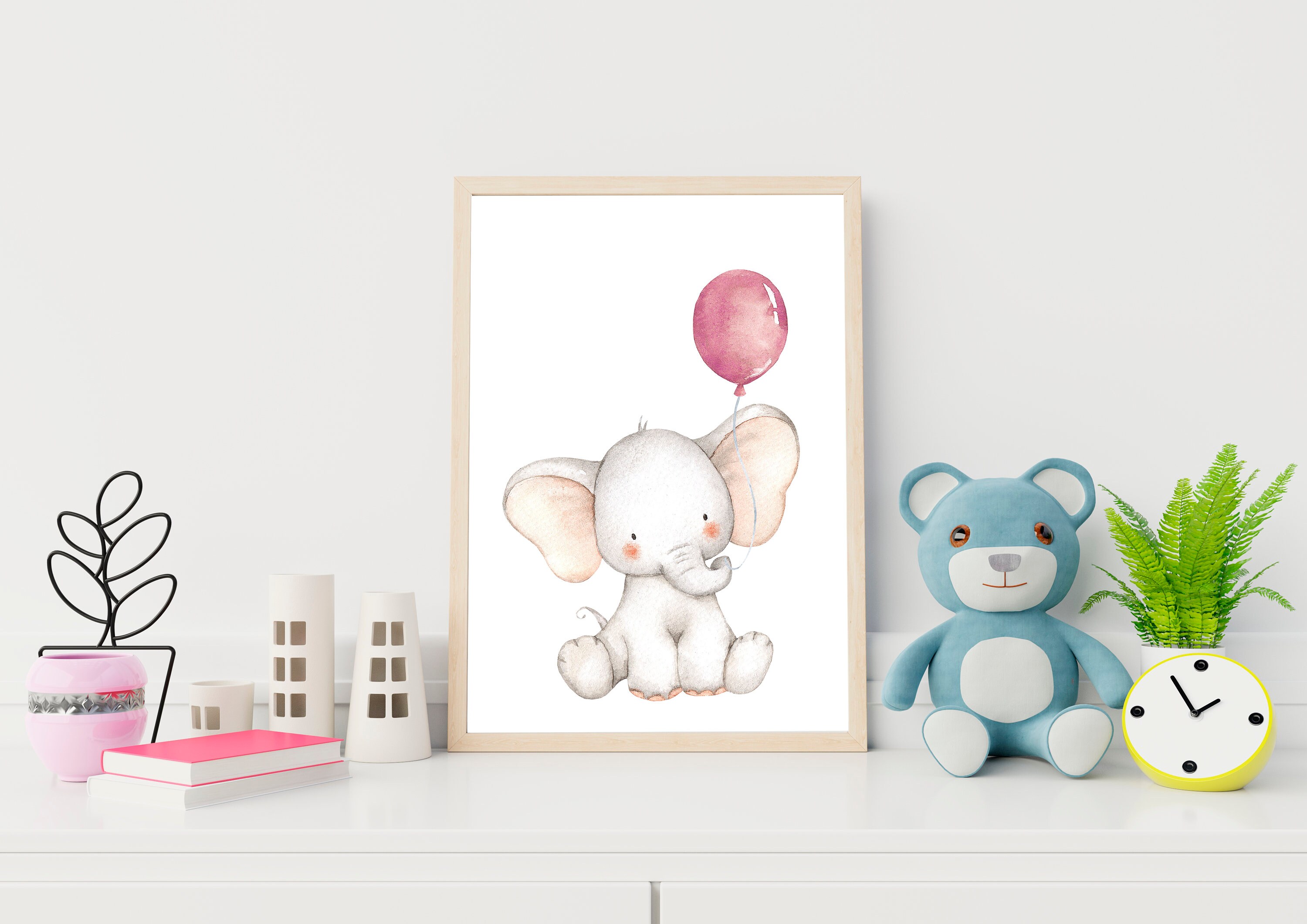 Elephant Printable Wall Art Digital Download Pink Elephant | Etsy