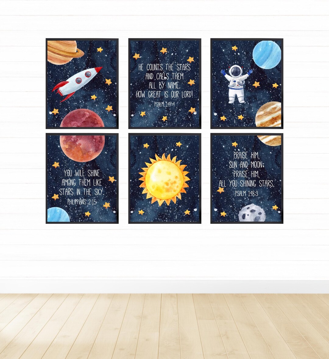 Outer Space Bible Verse Printable Wall Art Set of 6, Digital Prints ...