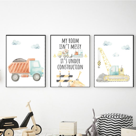 Printable Construction Wall Art Set Digital Download - Etsy