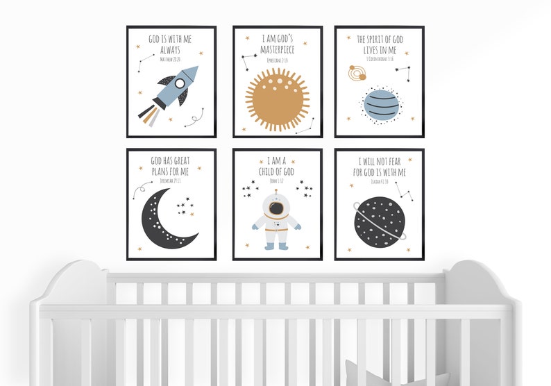 Space Bible Verse Nursery Wall Art: Printable Christian Scripture ...