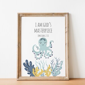 Kids Ocean Themed Bible Verse Printable Wall Art, Christian Nursery ...