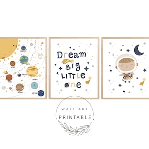 Space Wall Art Set, Digital Download, Printable Wall Art, Space Kids ...