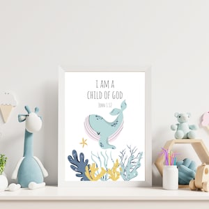 Kids Ocean Themed Bible Verse Printable Wall Art, Christian Nursery ...