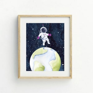 Girls Watercolor Outer Space Wall Art Digital Download - Etsy