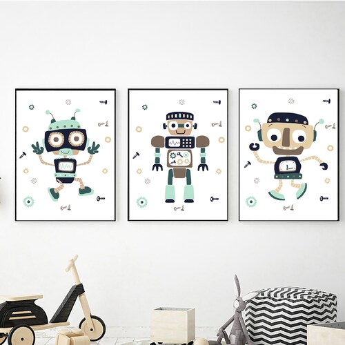 Robot Printable Art Robots Digital Printables Nursery Print | Etsy