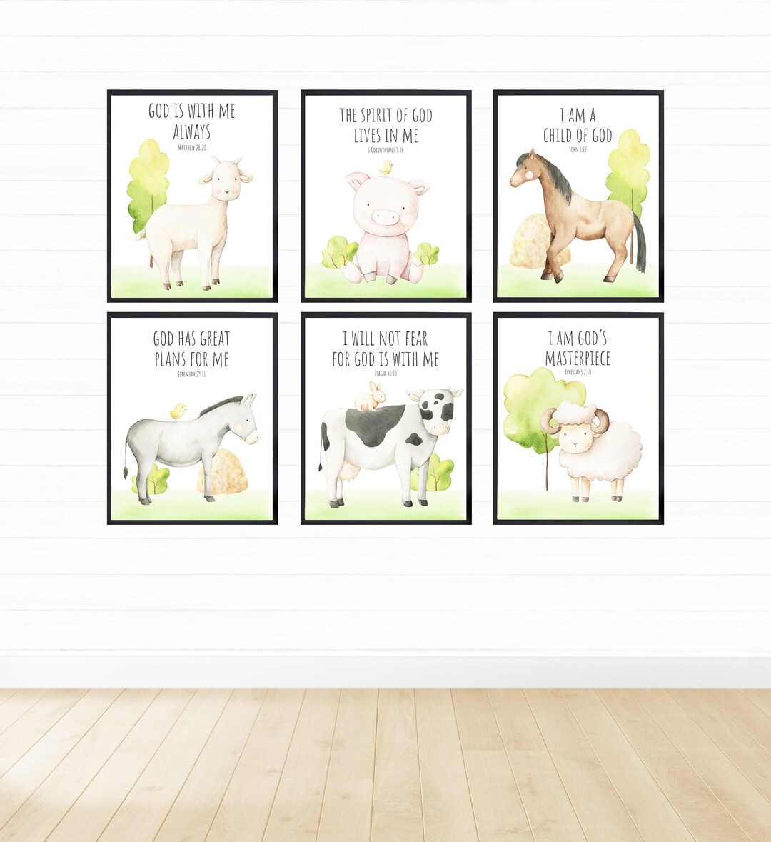 Farm Animals With Bible Verses Printable Wall Art, Digital Download ...