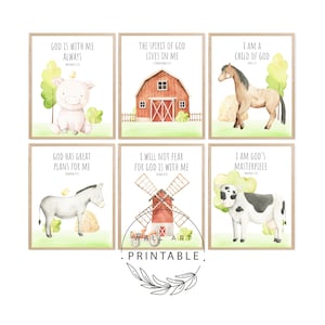 Farm Animals With Bible Verses Printable Wall Art, Digital Download ...