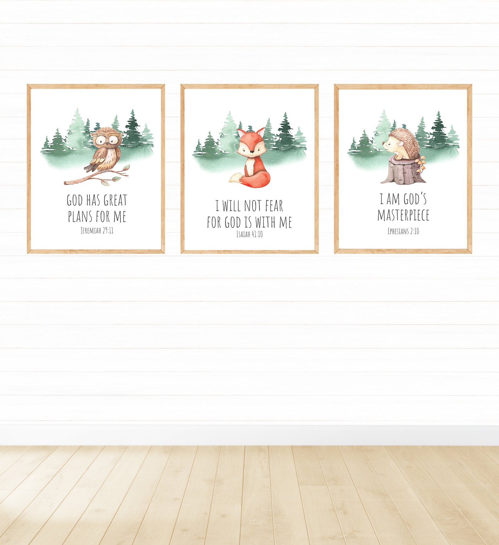 Woodland Animals With Bible Verses Printable Wall Art Set - Etsy