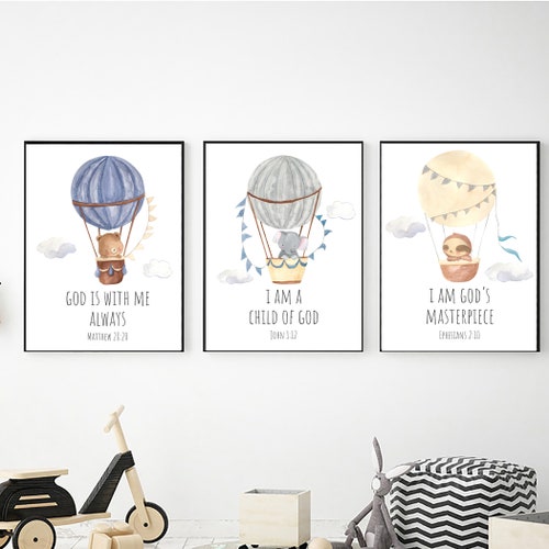 Christian Nursery Decor Kids Bible Verse Wall Art Watercolor - Etsy