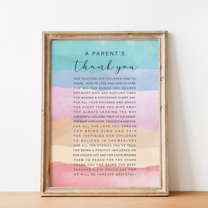 A Parents Thank You Printable Wall Art, Digital Download, Nursery ...