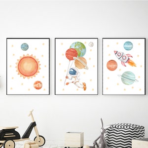 Watercolor Outer Space Printable Wall Art Set Digital - Etsy