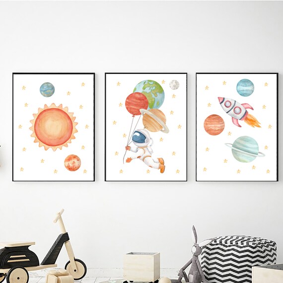 Watercolor Outer Space Printable Wall Art Set Digital | Etsy