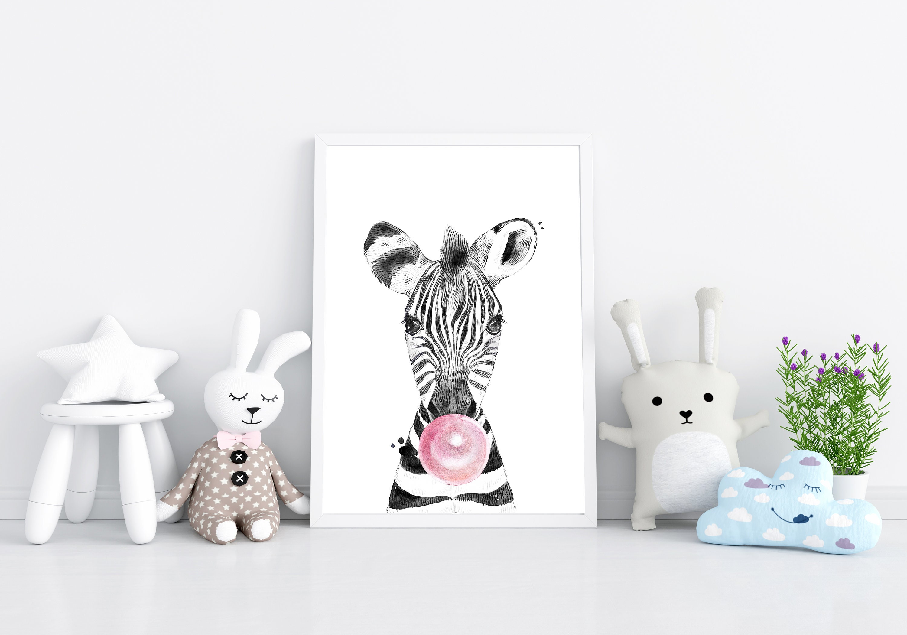 Printable Black and White Zebra Wall Art Set of 2 for Girls | Etsy