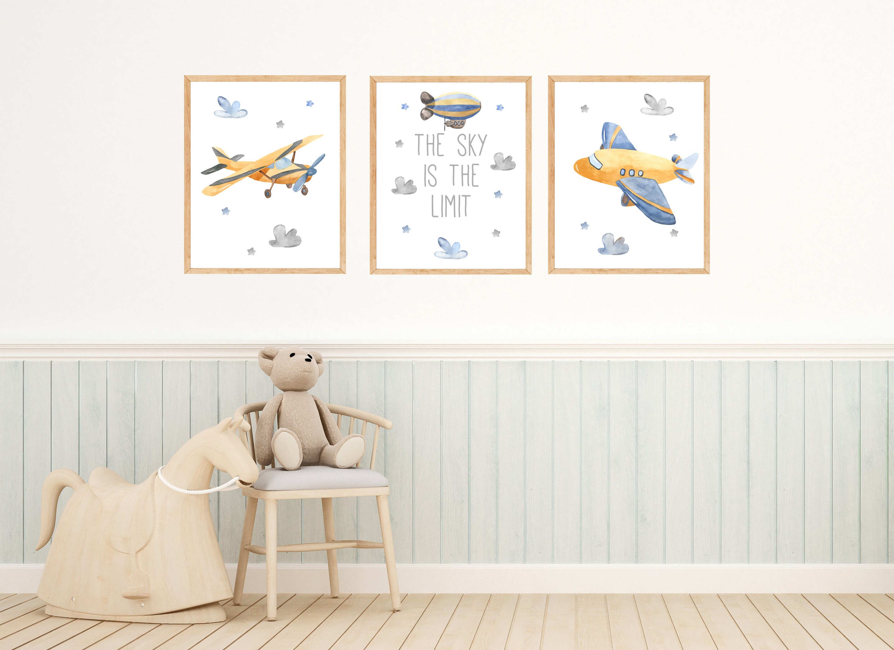 Airplanes Wall Art Set for Kids Bedroom Decor Digital | Etsy