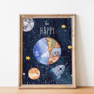 Printable Watercolor Space Wall Art Set Digital Download - Etsy