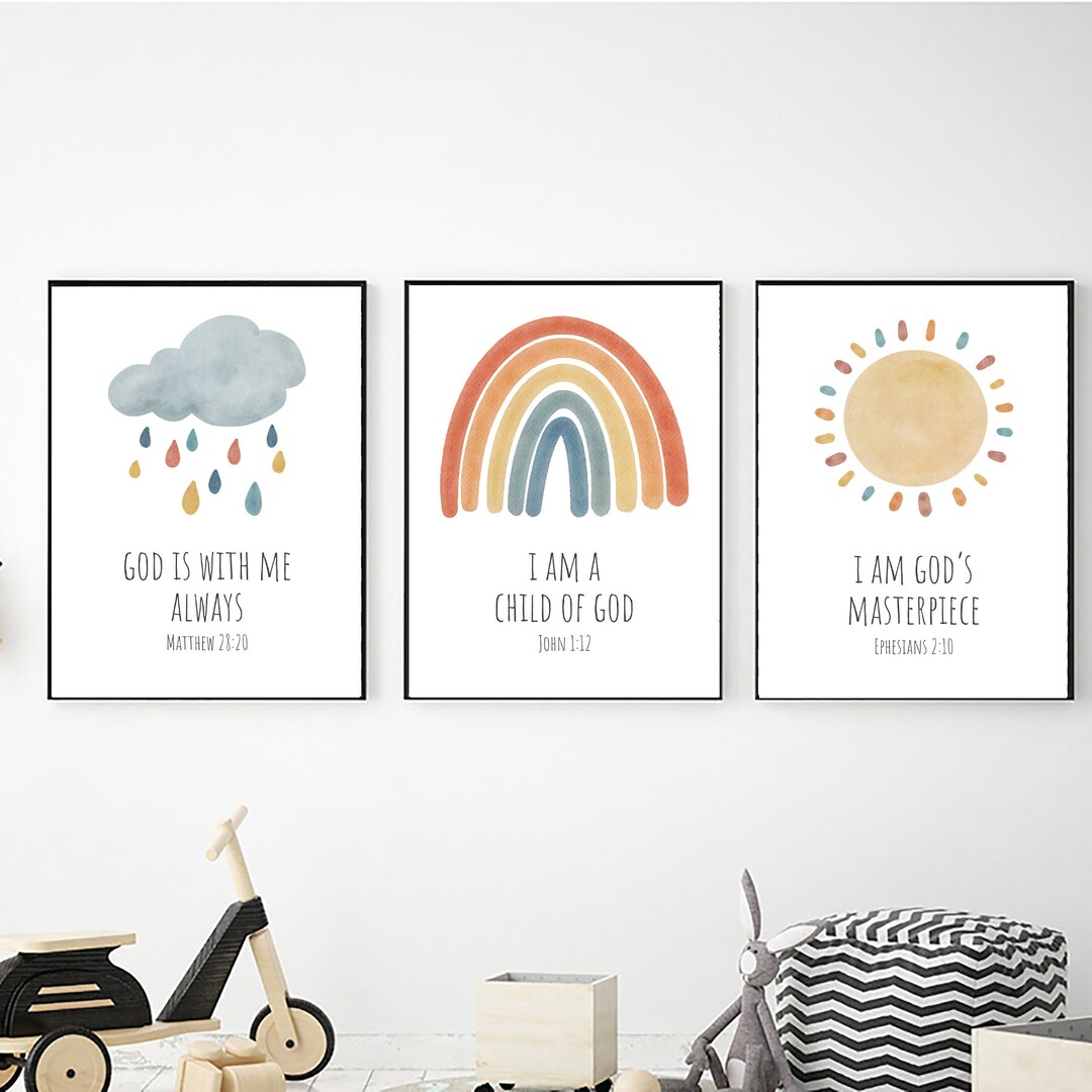Rainbow Bible Verse Nursery Prints: Christian Printable Wall Art ...