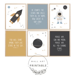 Outer Space Bible Verse Prints: Printable Christian Nursery Decor ...