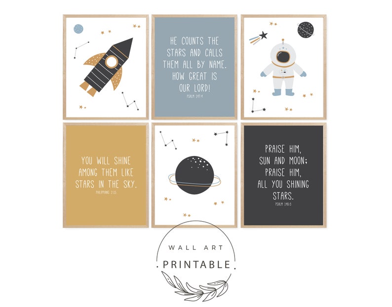 Outer Space Bible Verse Prints: Printable Christian Nursery Decor ...