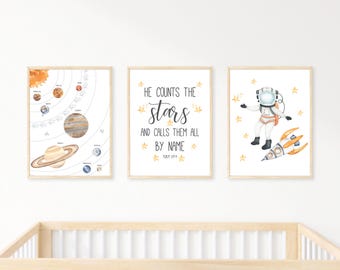 Outer Space Printable Wall Art With Psalm 147 4 Bible Verse Philippians ...