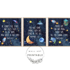 Outer Space Printable Wall Art With Bible Verses, Digital Download ...