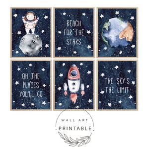 Printable Watercolor Space Wall Art Set of 6 Digital Download - Etsy