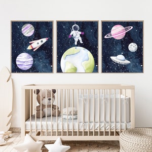 Girls Watercolor Outer Space Wall Art Digital Download - Etsy