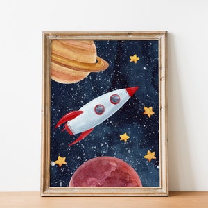 Watercolor Outer Space Printable Wall Art, Digital Download, Outer ...