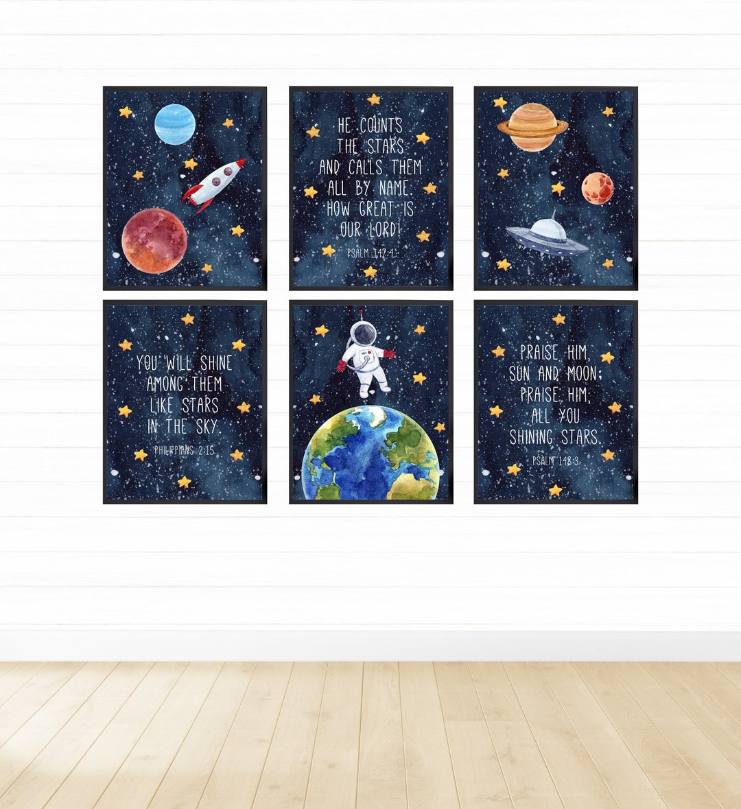Printable Space Wall Art, Digital Download Space Themed Nursery Decor ...