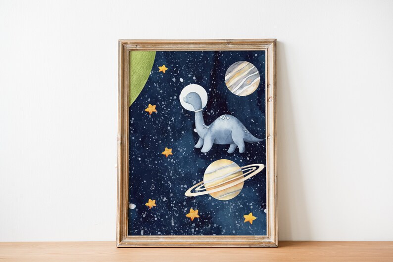 Outer Space Dinosaurs Printable Wall Art Digital Download | Etsy