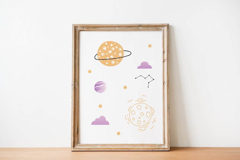 Space Girls Room Wall Art Digital Download Printable Wall | Etsy