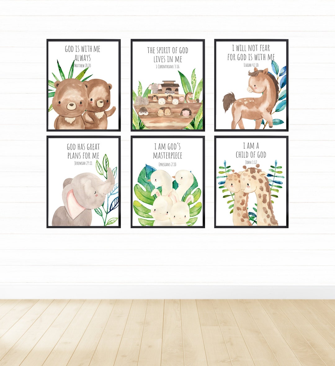 Noah's Ark Nursery Printable Set: Christian Bible Verse Wall Art ...