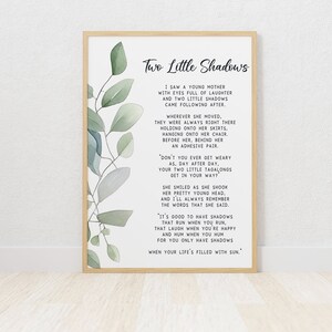 Two Little Shadows Mom Poem Printable Wall Art, Poem for Mom, Mothers ...