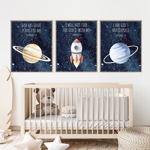 Printable Bible Verse Wall Art Set, Digital Download, Space Themed ...