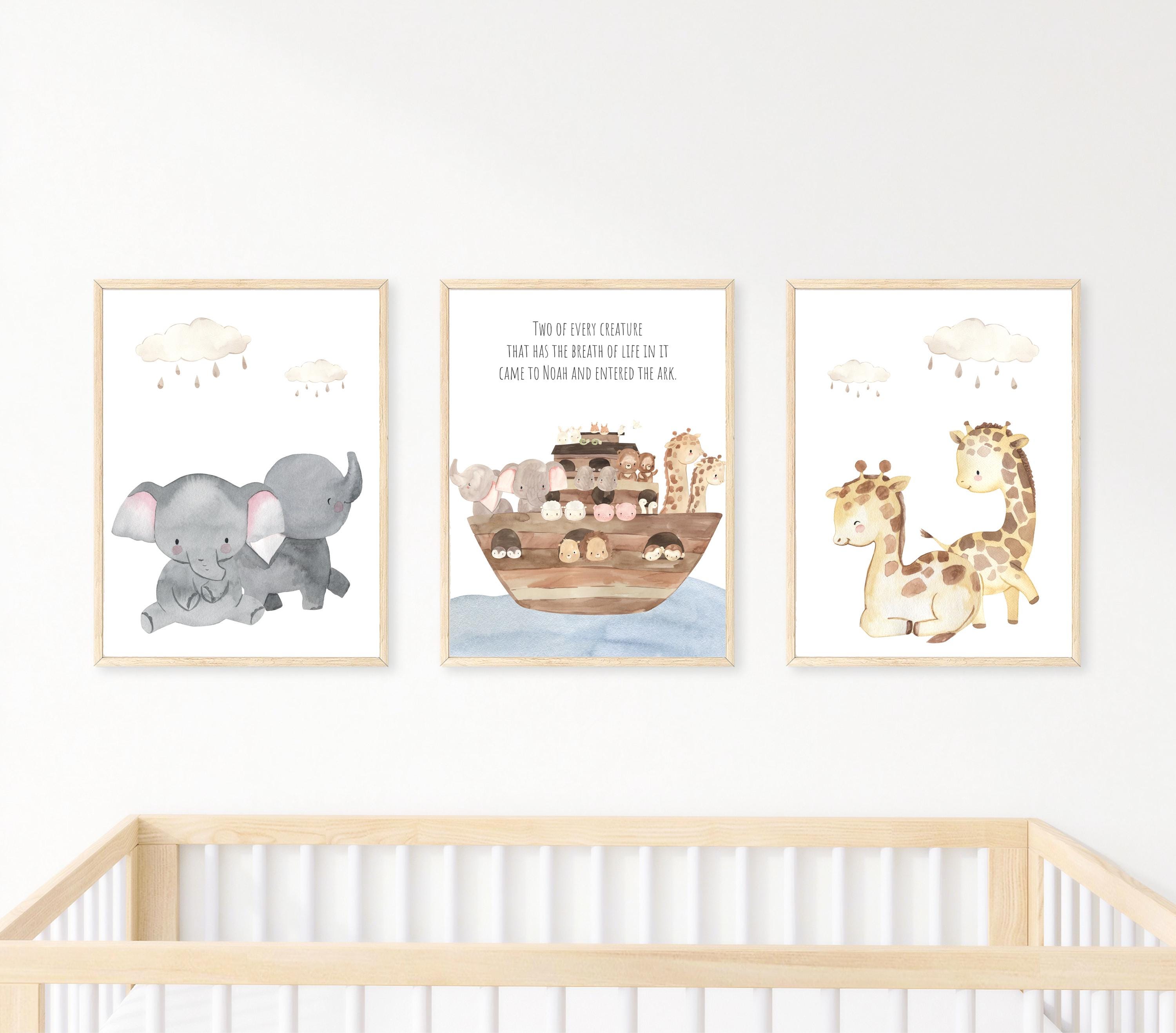 Noah's Ark Nursery Print Set, Christian Baby Room Decor (digital ...