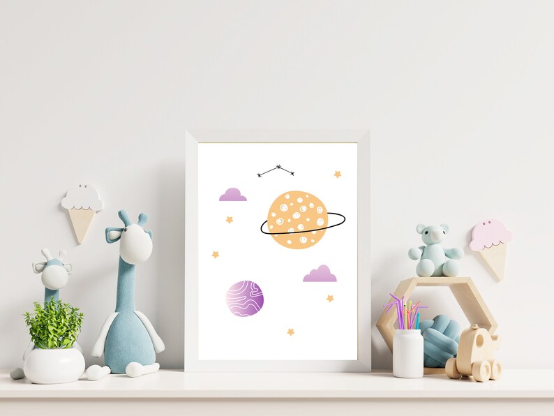 Space Girls Room Wall Art Digital Download Printable Wall | Etsy